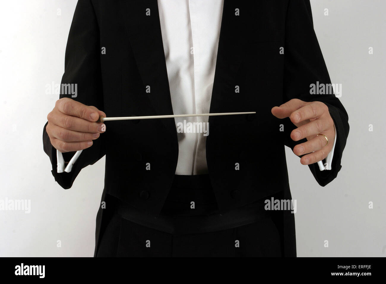 Conductor beating time with baton - Position of Beat 1. Shoulders and ...