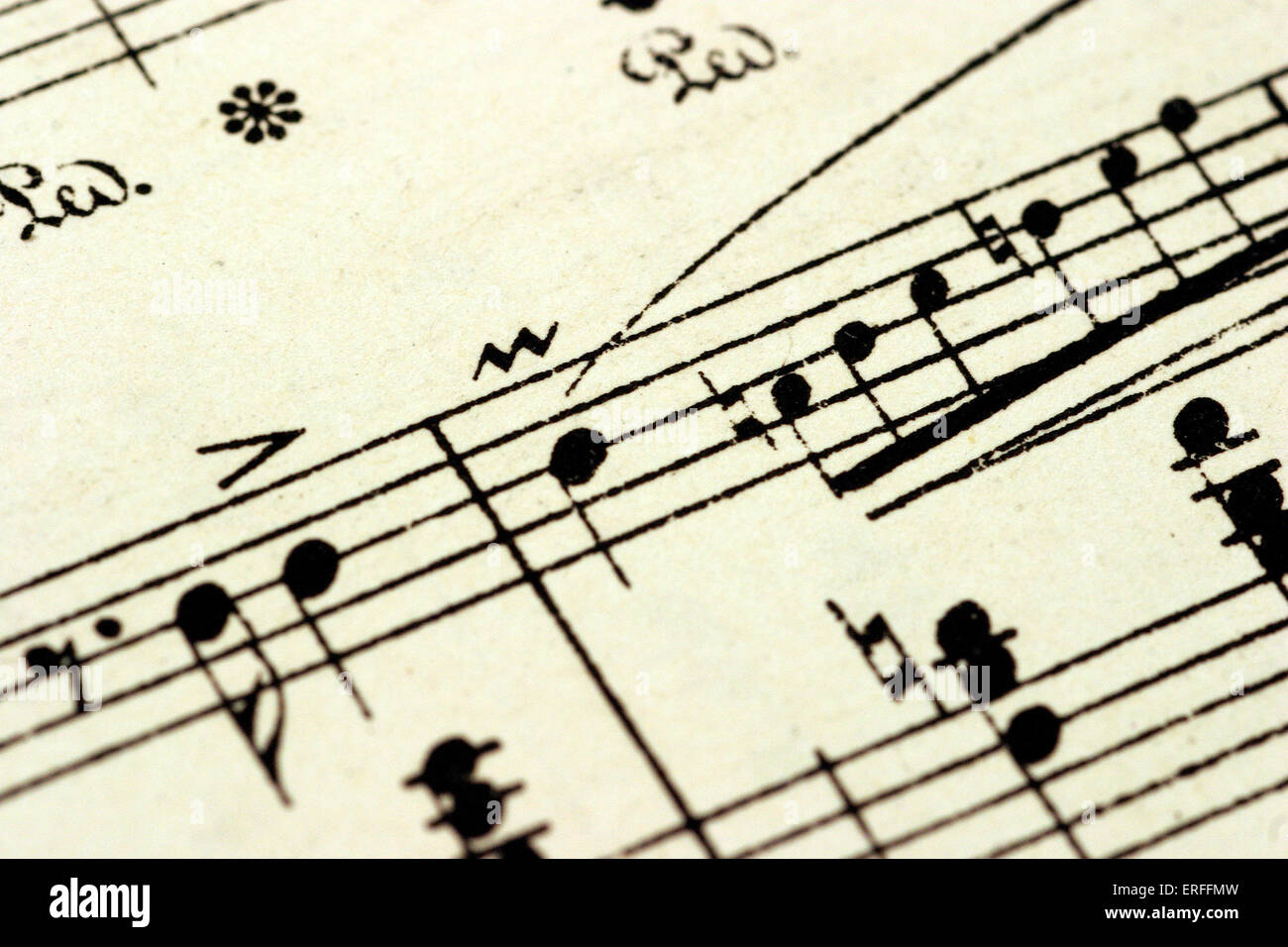 Printed music - close-up - showing 'Mordent' symbol Stock Photo - Alamy