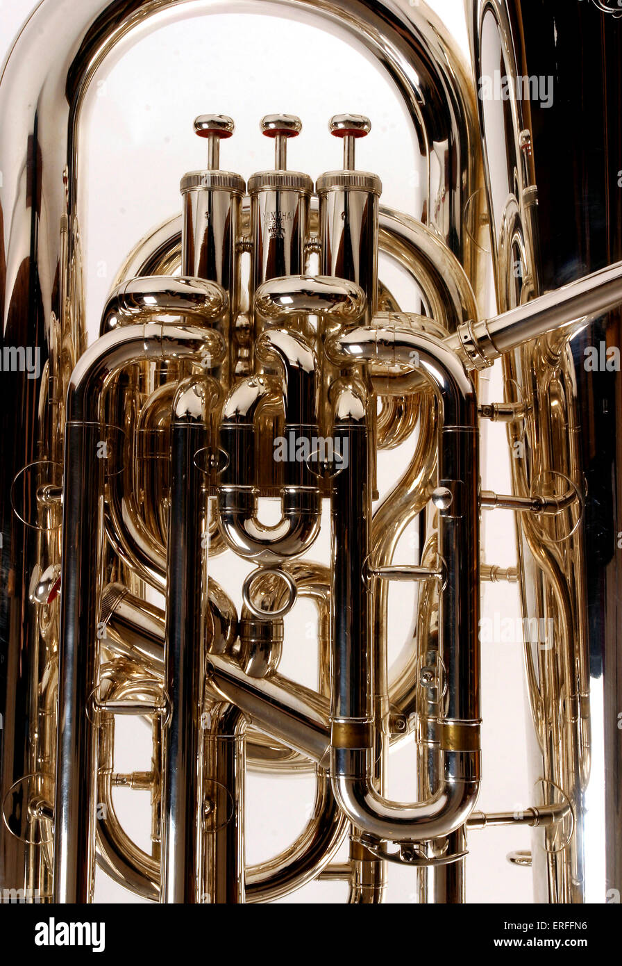 Tuba - close-up of valves and tubing by Yamaha Stock Photo - Alamy