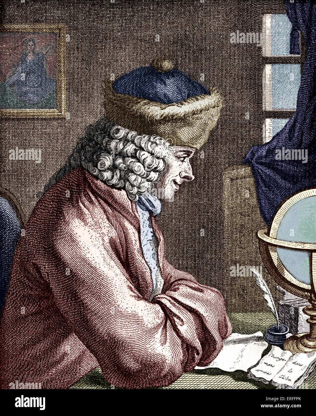 VOLTAIRE, Francois-Marie Arouet - portrait of Voltaire working. French ...