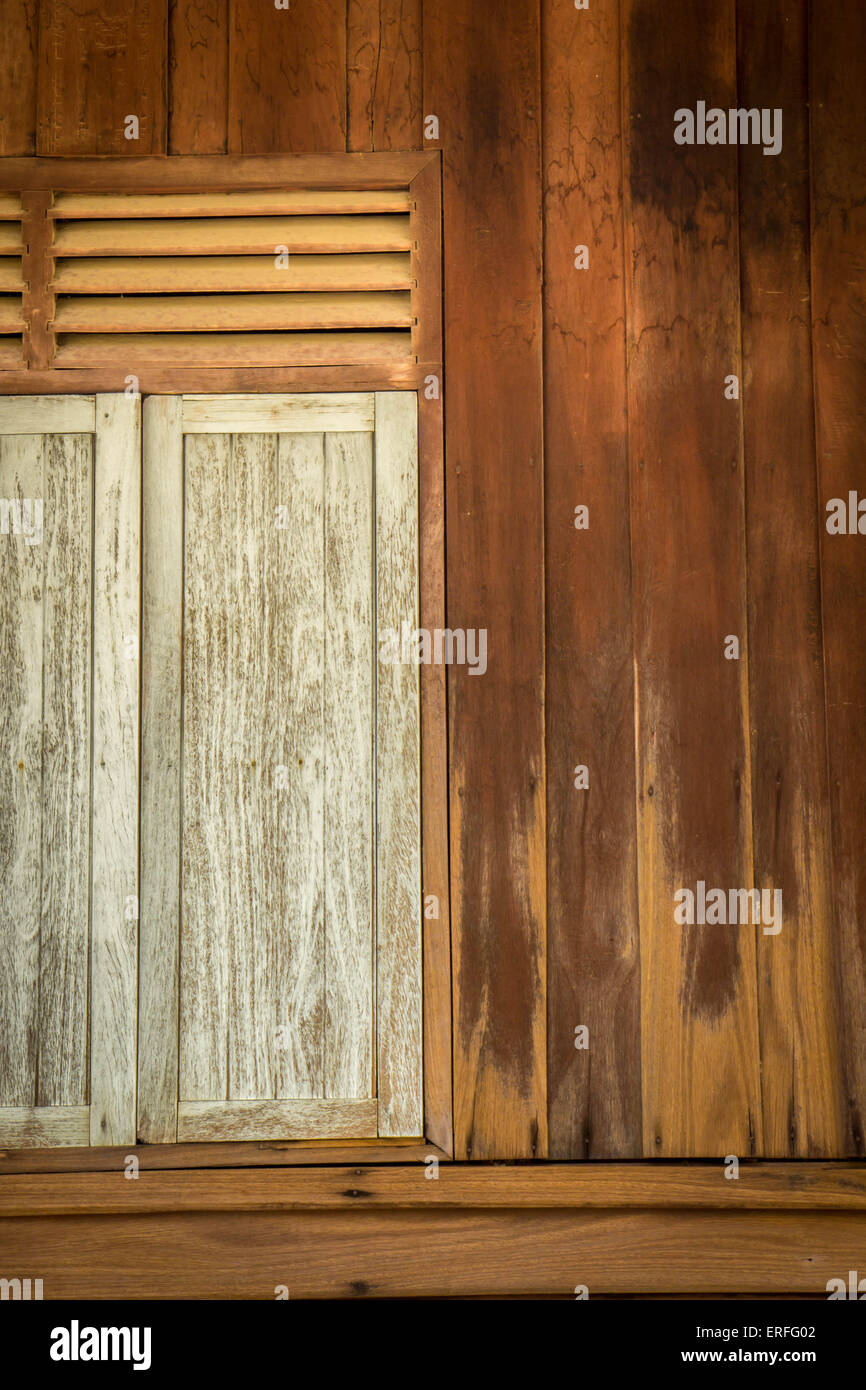 The Vintage old wooden windows home country Stock Photo - Alamy