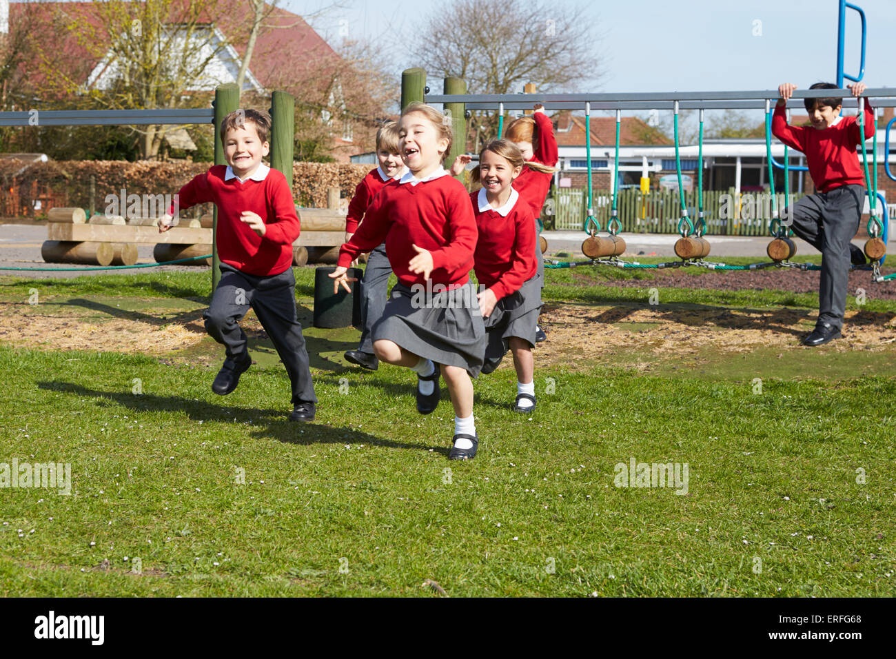 Primary school children running hi-res stock photography and images - Alamy