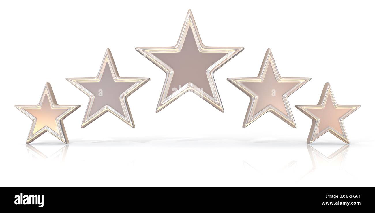 3D rendering of five silver stars isolated on white Stock Photo - Alamy