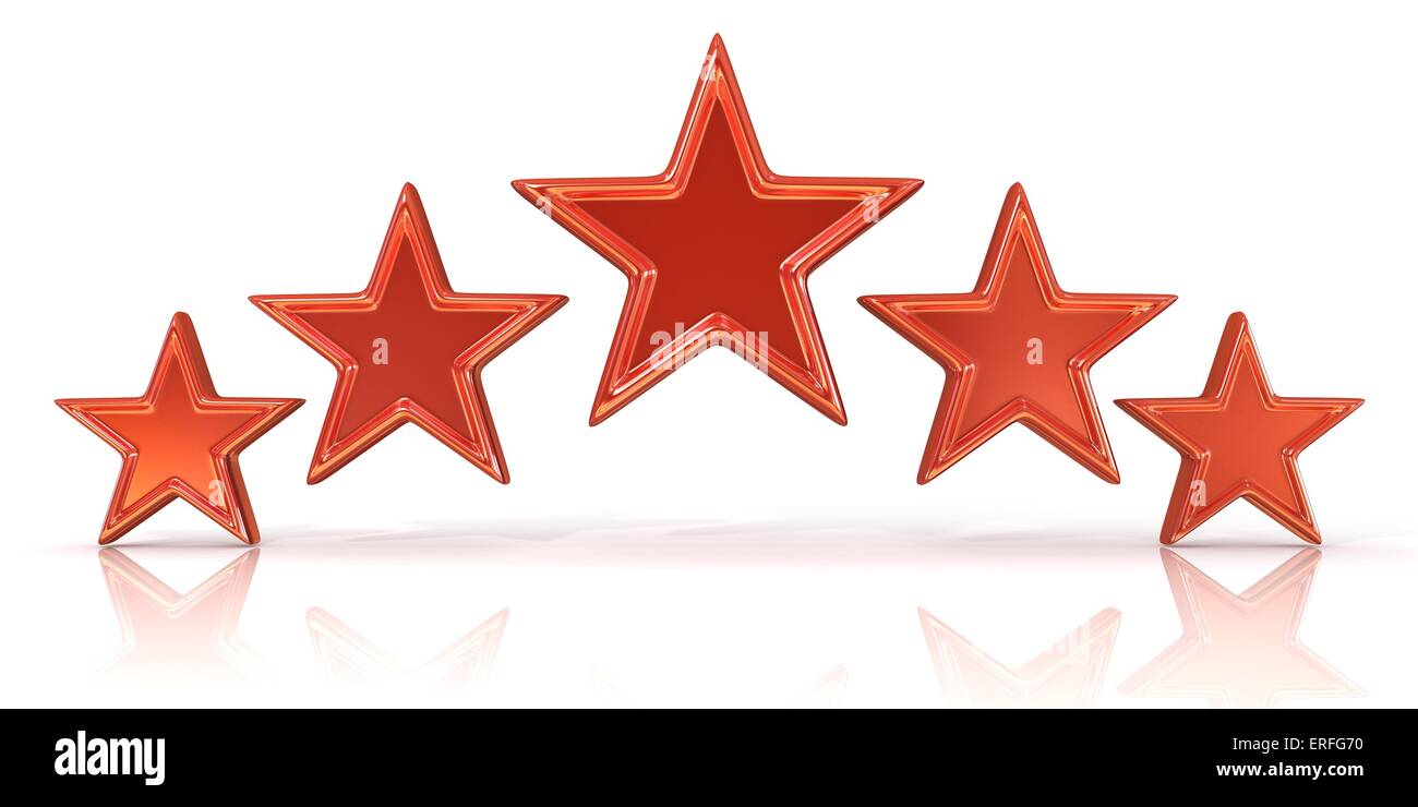 3D rendering of five red stars isolated on white Stock Photo - Alamy
