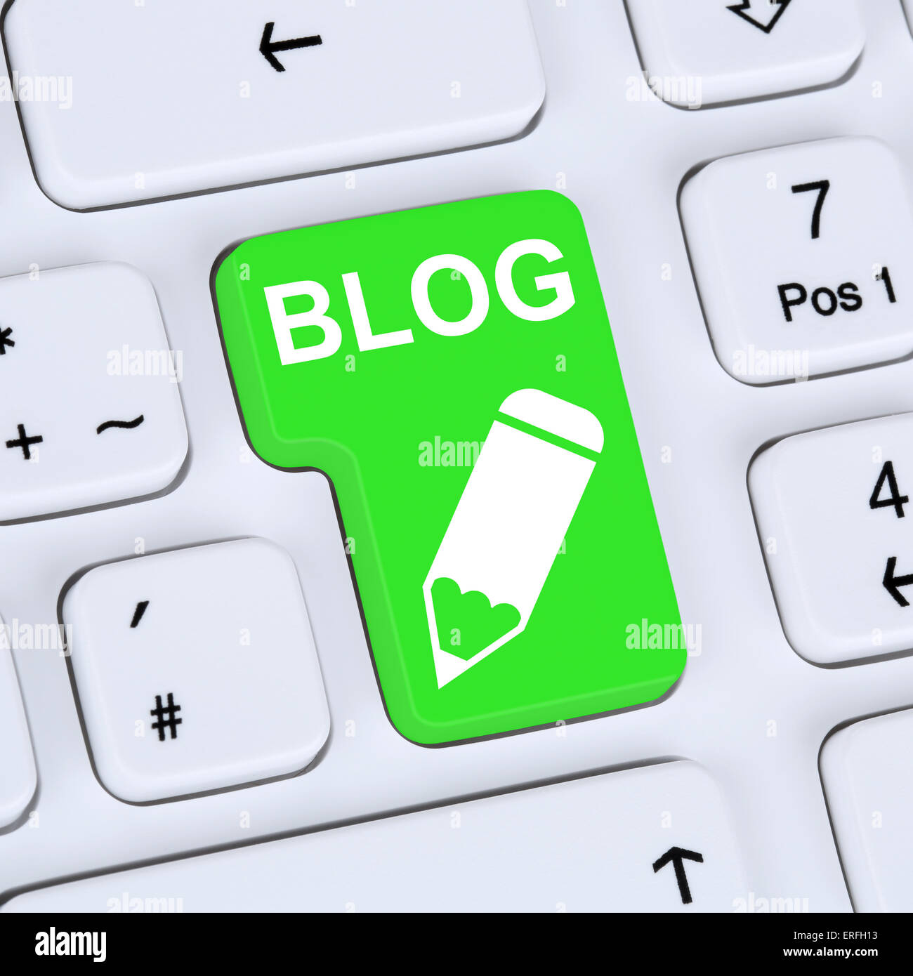 Internet concept Blog writing social media online on computer Stock ...