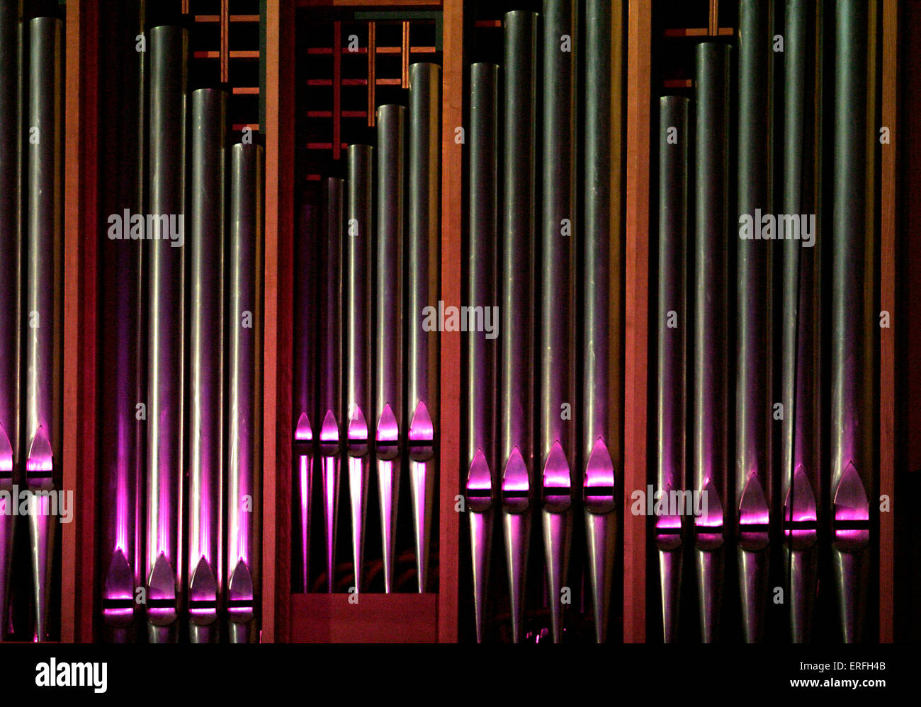 Organ pipes with purple colour cast Stock Photo - Alamy