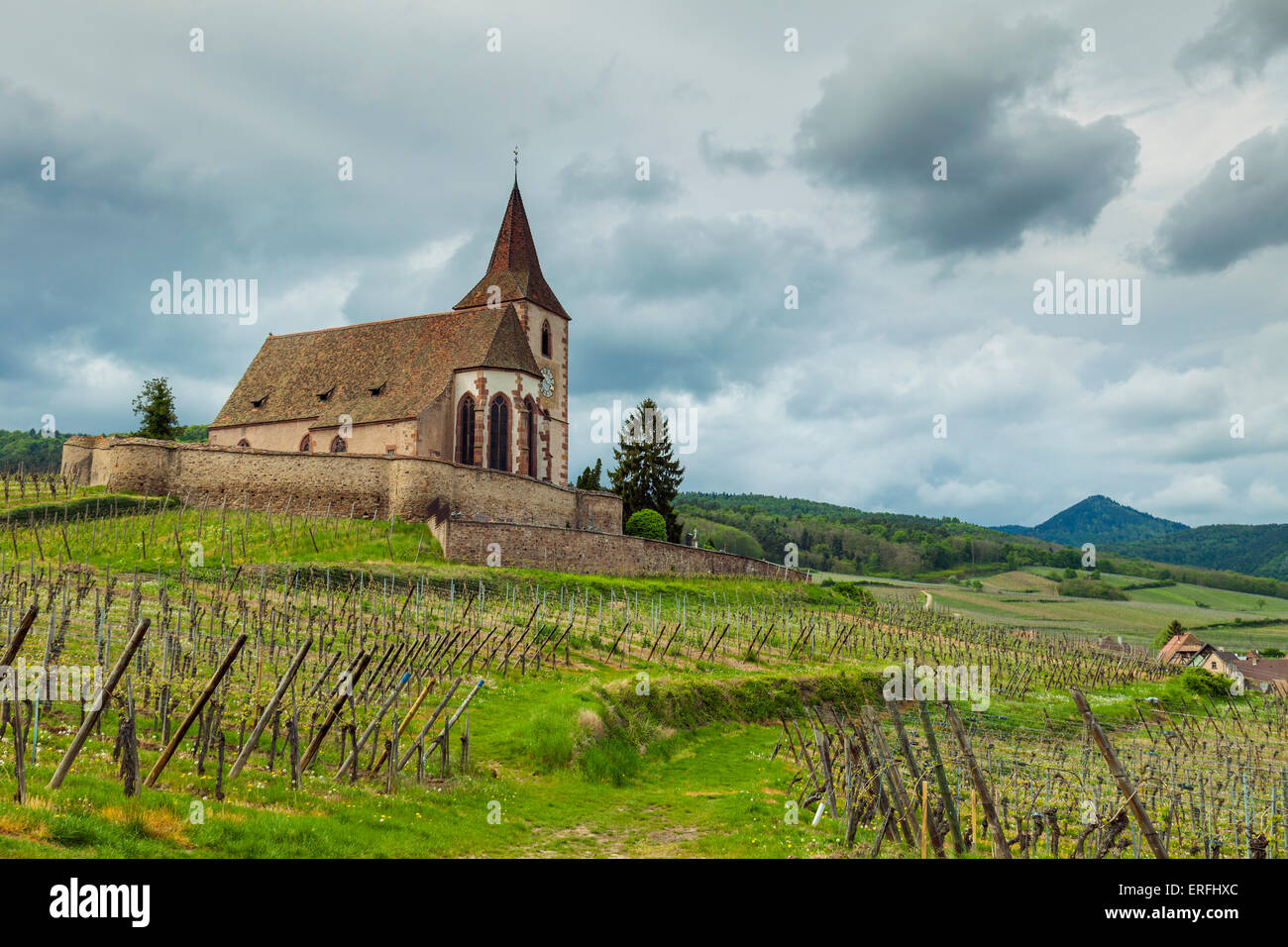 Stormy spring afternoon in Hunawihr, Alsace, France Stock Photo - Alamy