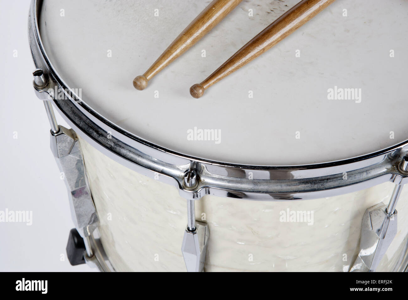 Deep Snare Drum with sticks. Marching. White background Stock Photo - Alamy