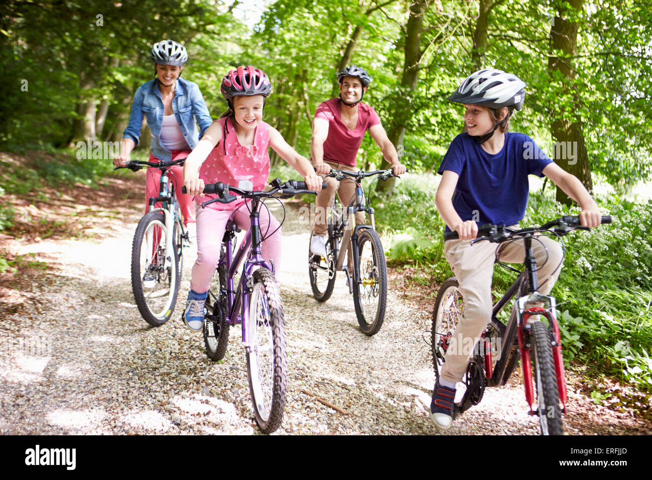 Family On Cycle Ride In Countryside Stock Photo - Alamy