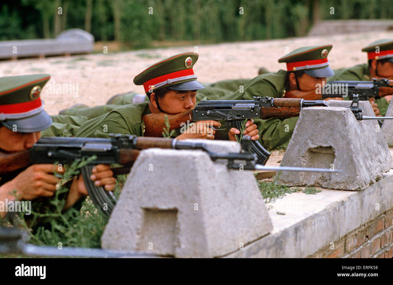 Peoples Liberation Army officers in weapons training at Shijiazhuang ...