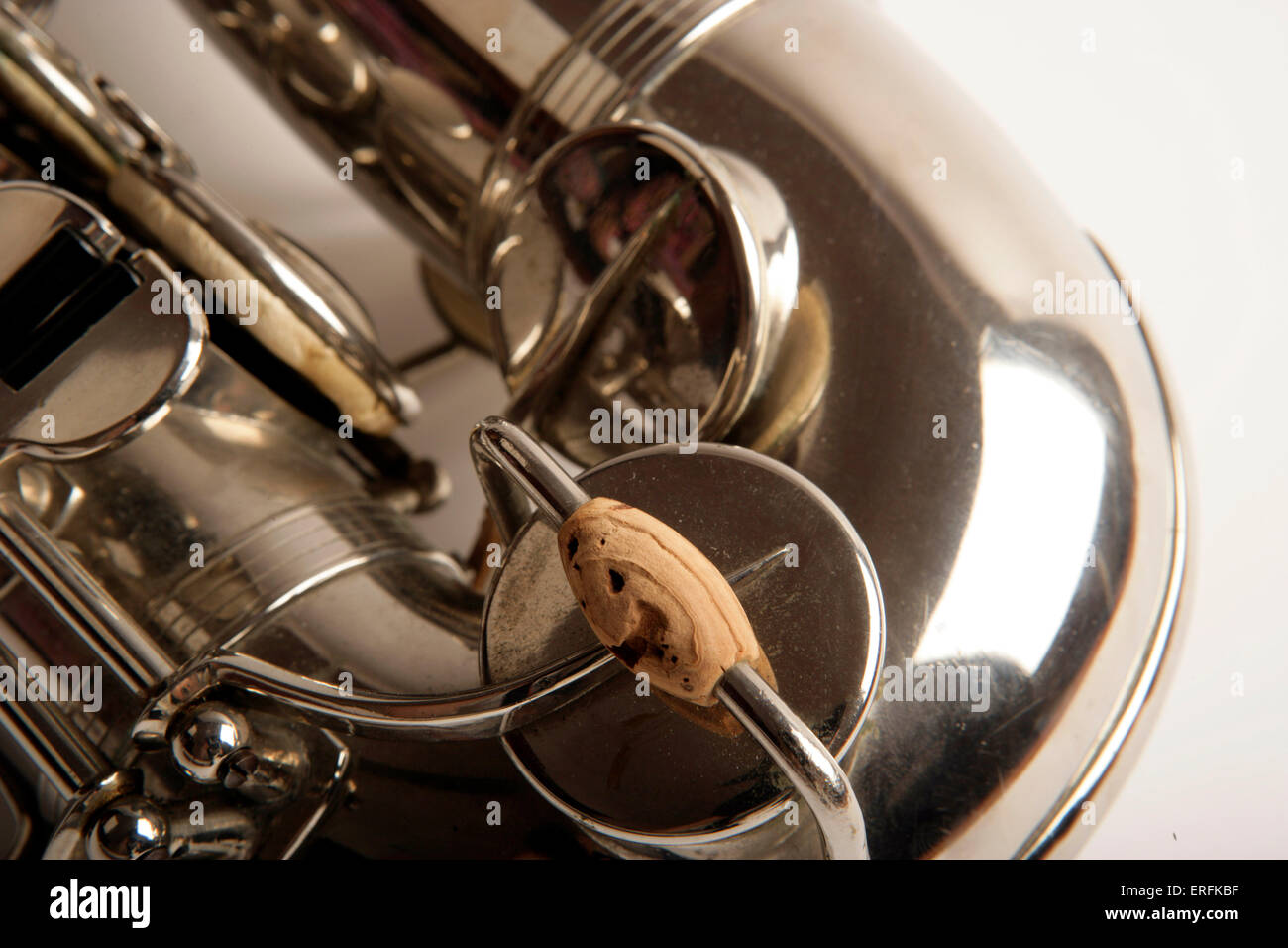 Alto saxophone - close-up showing instrument detail. White background ...