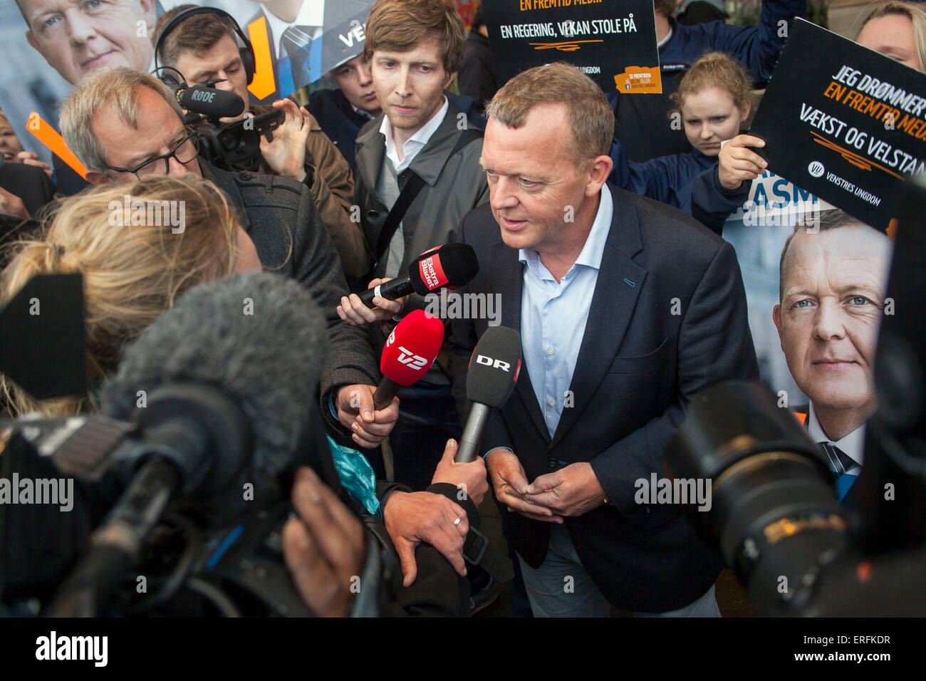 Ringsted, Denmark, June 2nd, 2015. Danish opposition leader Lars Loekke ...