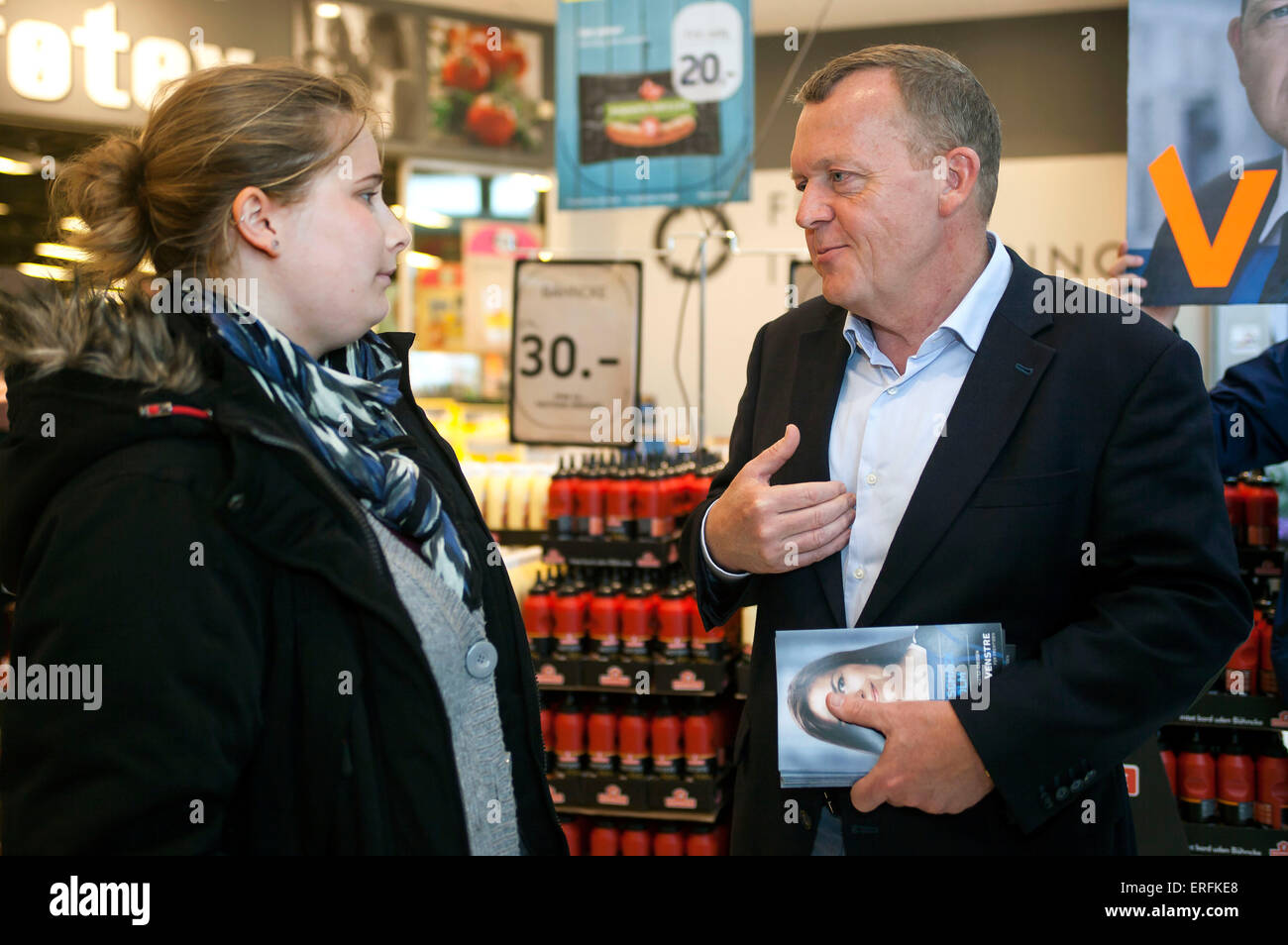 Ringsted, Denmark, June 2nd, 2015. Danish opposition leader Lars Loekke ...