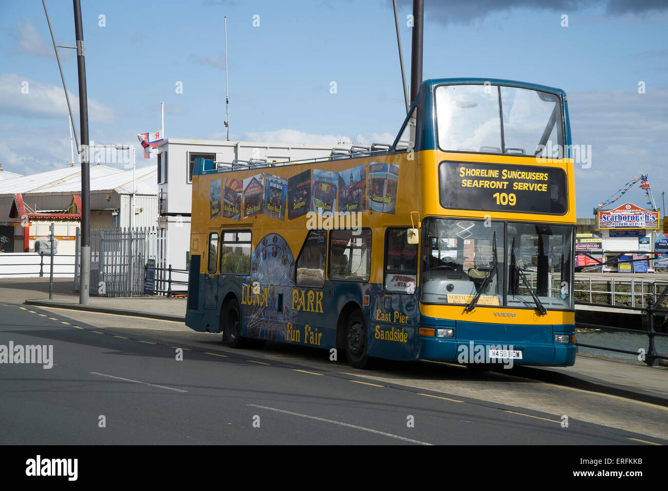Open Top Seafront Bus Stock Photo - Alamy
