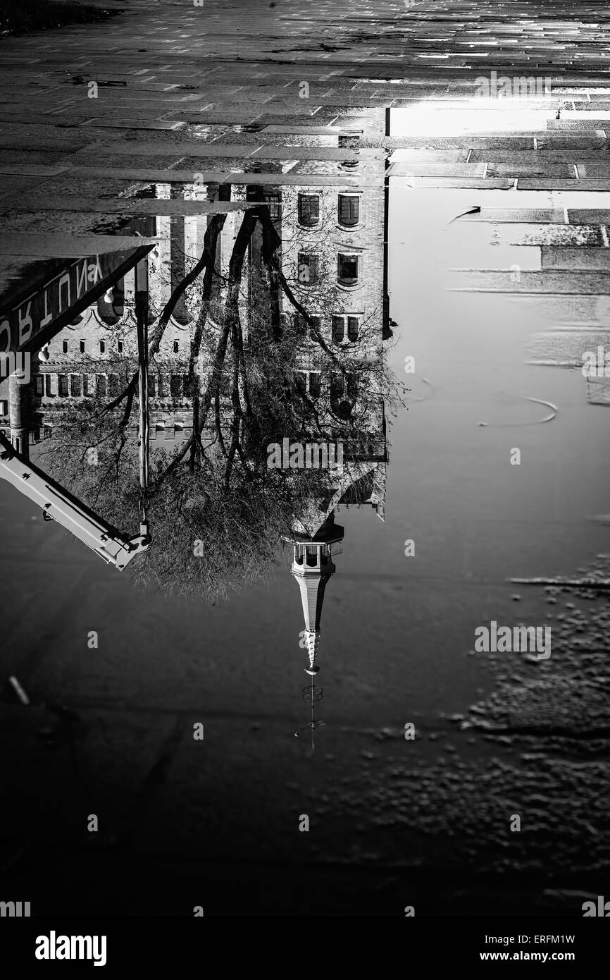 Morning city view in Black and White Stock Photos & Images - Alamy