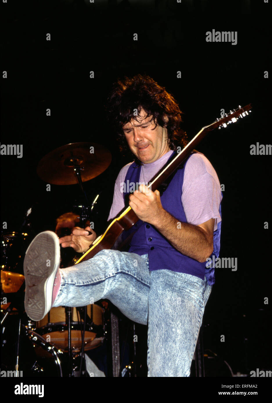 Gary Moore - portrait of the Irish guitarist & singer performing in ...