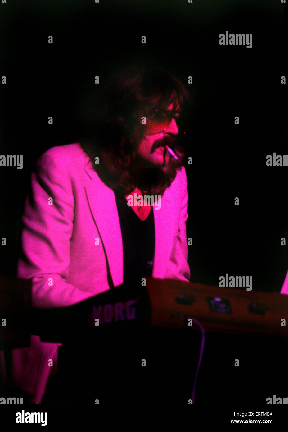 Jon Lord - portrait of the English pianist playing the keyboards in ...