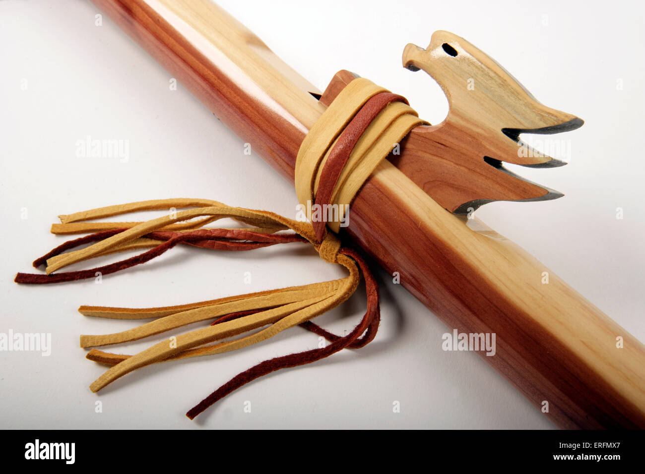 Red Indian wooden flute - made by high spirits with a carved eagle ...