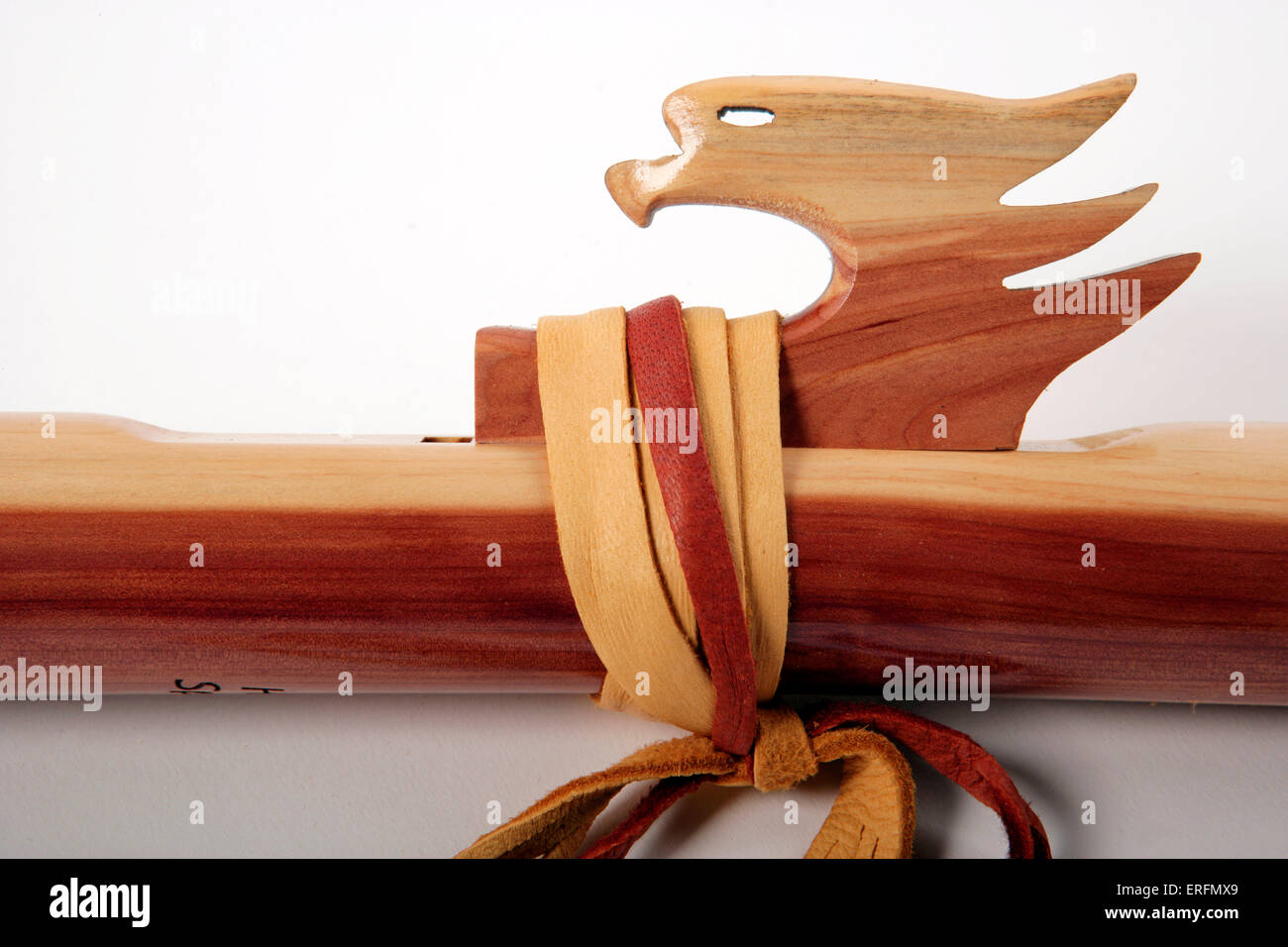 Red Indian wooden flute - made by high spirits with a carved eagle ...