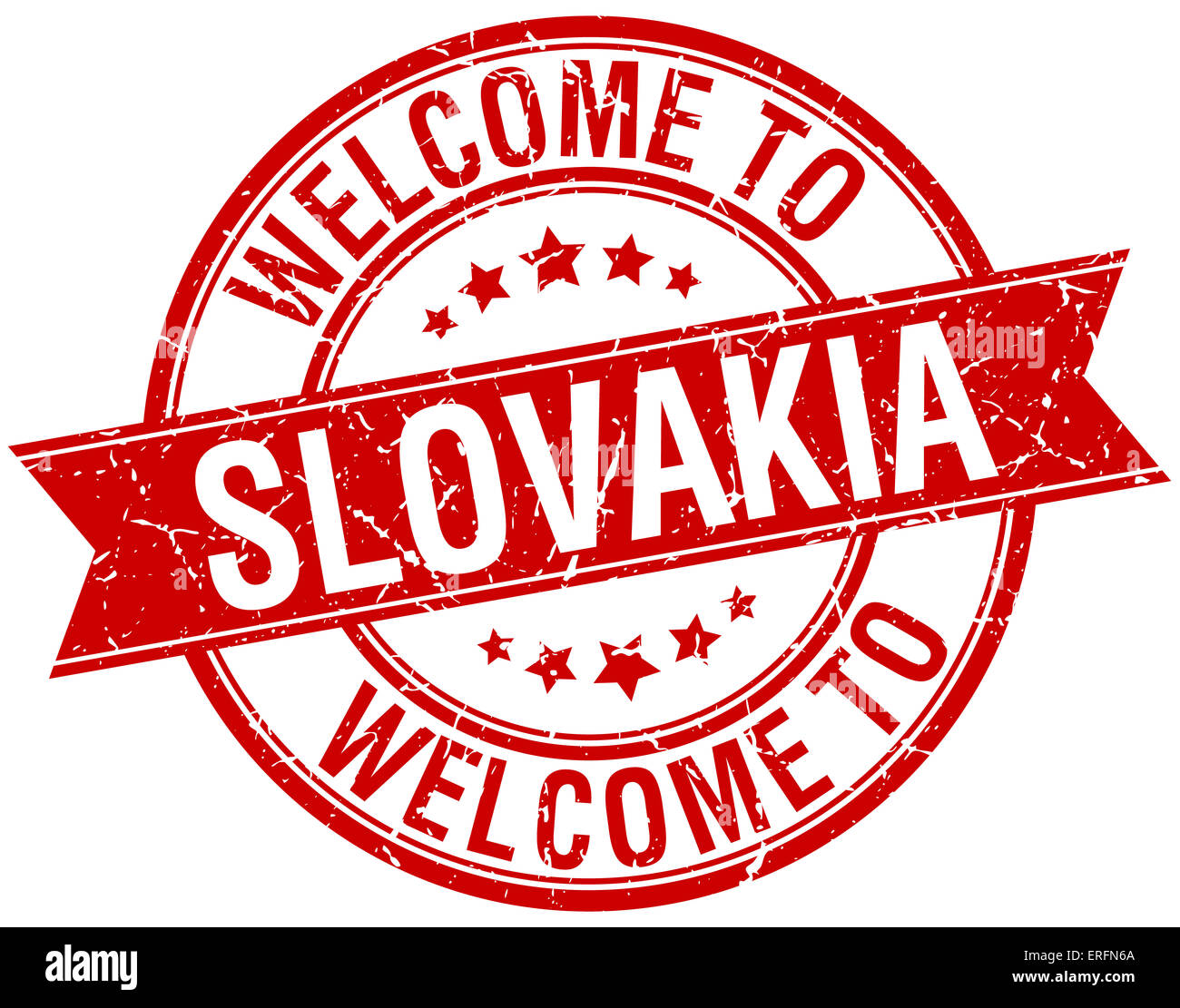 welcome to Slovakia red round ribbon stamp Stock Photo - Alamy
