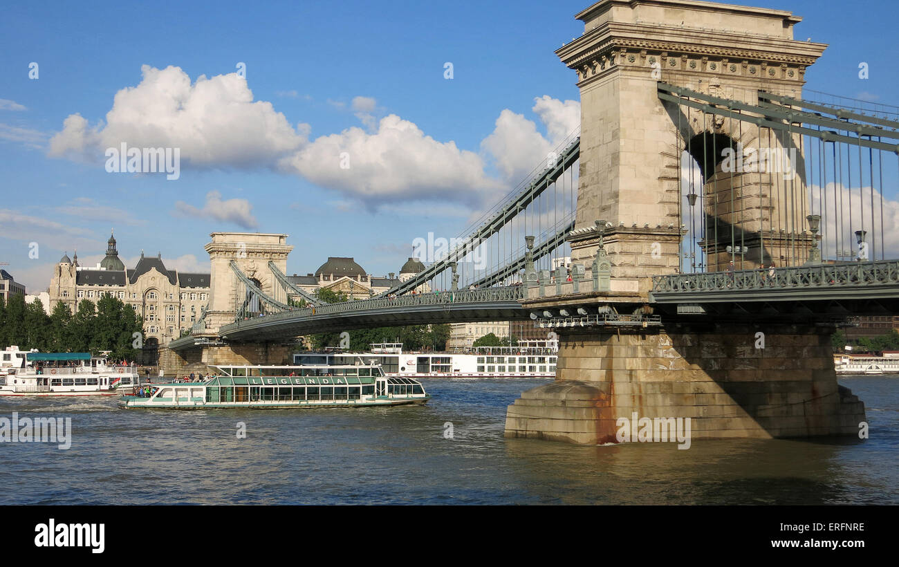 Chain bridge over the Danube river Budapest Hungary Stock Photo - Alamy