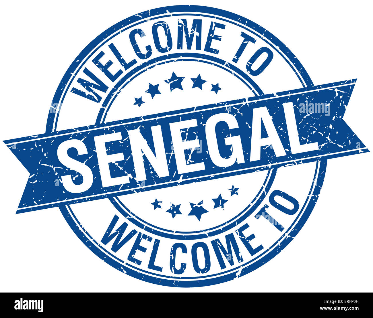 welcome to Senegal blue round ribbon stamp Stock Photo - Alamy