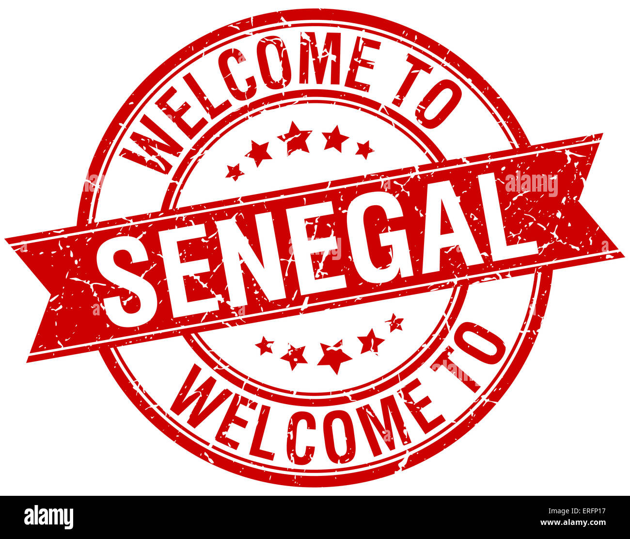 welcome to Senegal red round ribbon stamp Stock Photo - Alamy