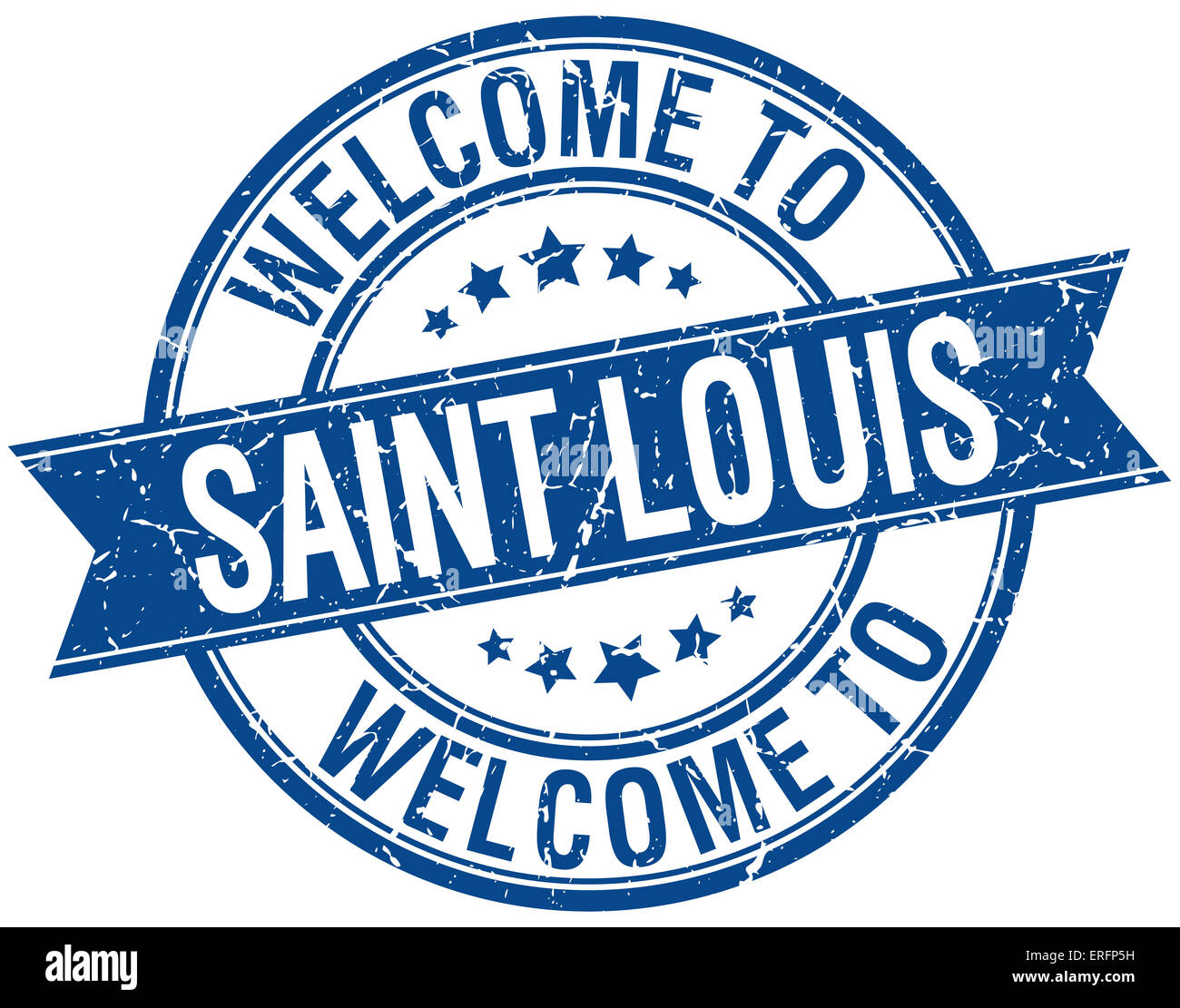 welcome to Saint Louis blue round ribbon stamp Stock Photo - Alamy