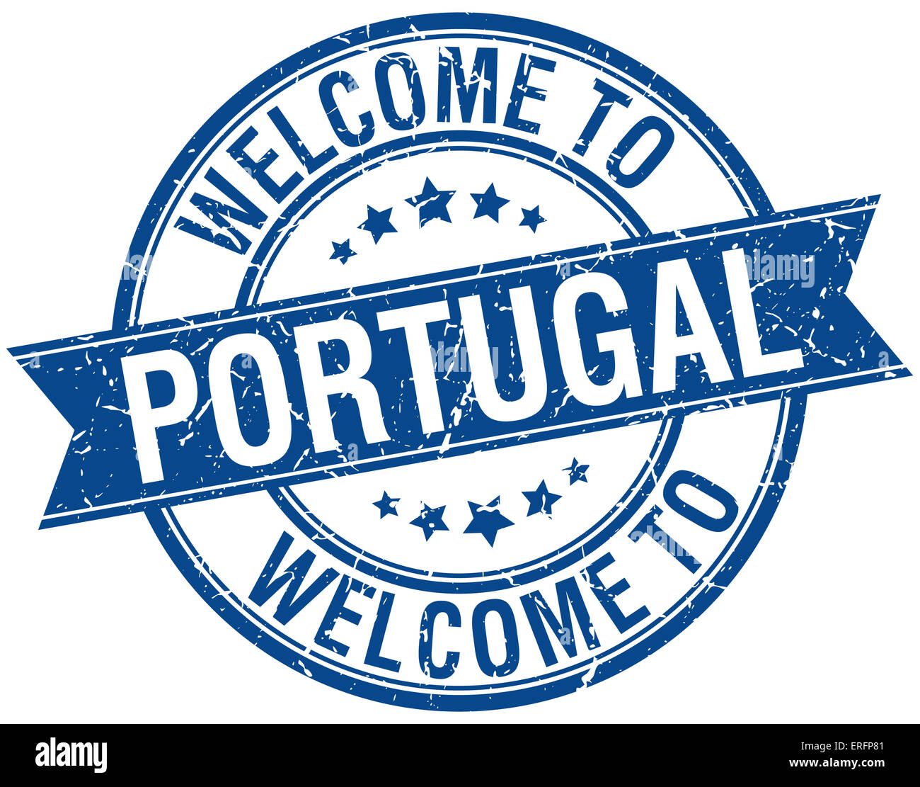 welcome to Portugal blue round ribbon stamp Stock Photo - Alamy