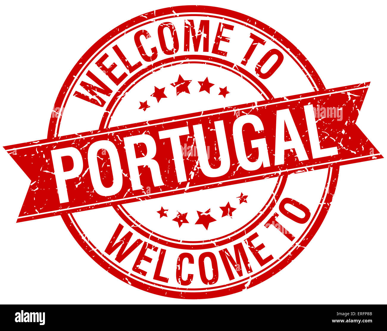welcome to Portugal red round ribbon stamp Stock Photo - Alamy