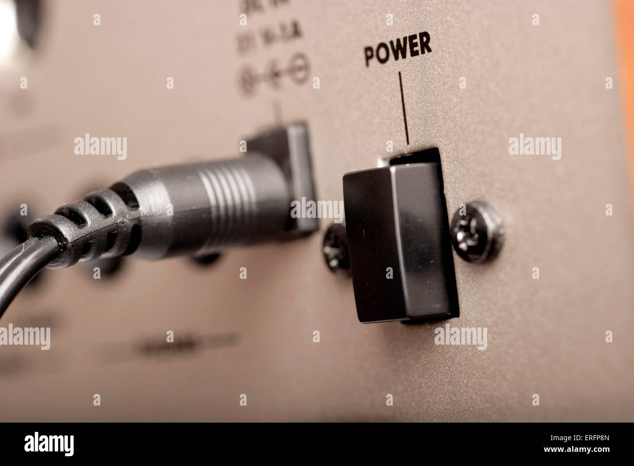 Power switch and DC cable on a keyboard Stock Photo - Alamy