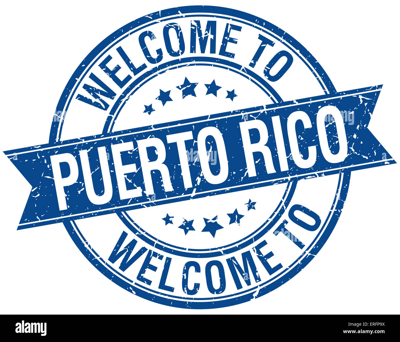 welcome to Puerto Rico blue round ribbon stamp Stock Photo - Alamy