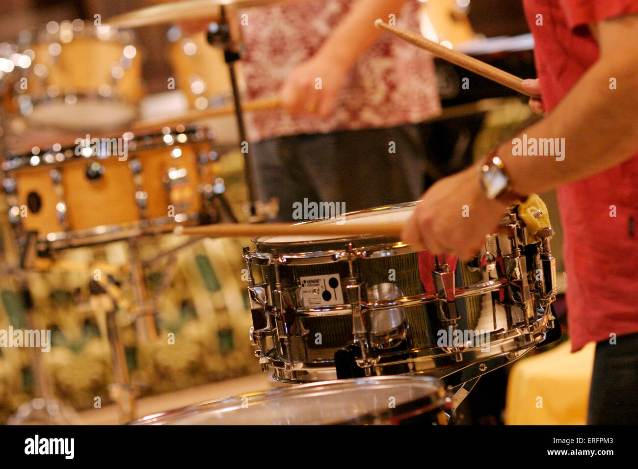 Snare drum - Percussion instrument played by a percussionist Stock ...