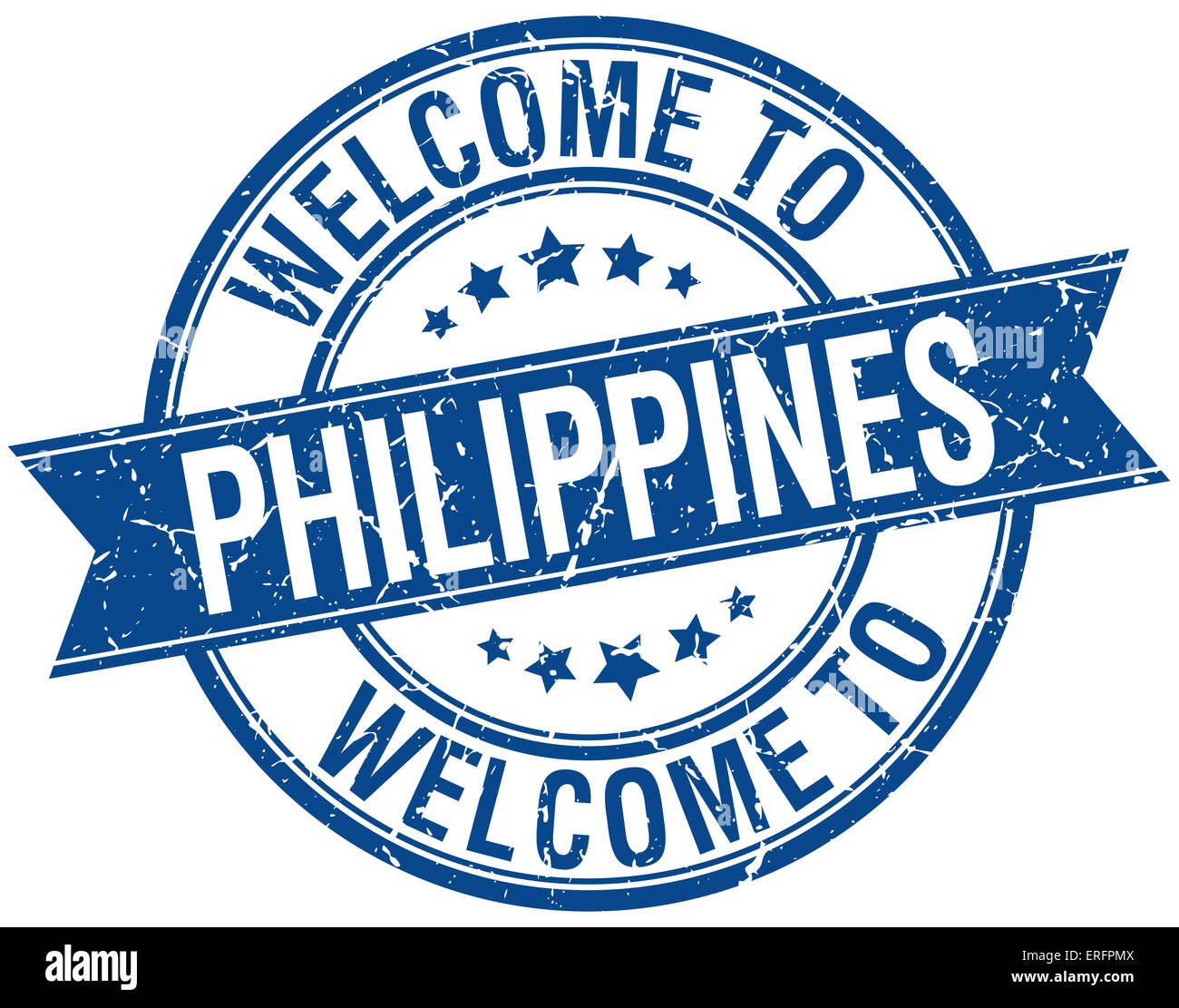 welcome to Philippines blue round ribbon stamp Stock Photo - Alamy