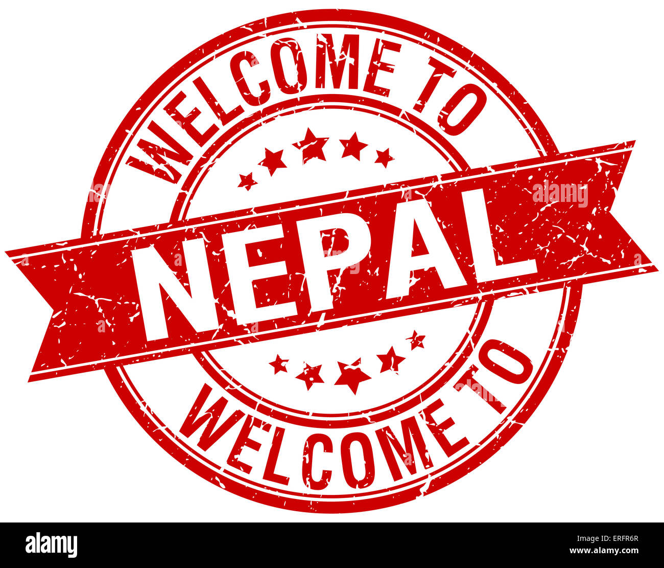 welcome to Nepal red round ribbon stamp Stock Photo - Alamy