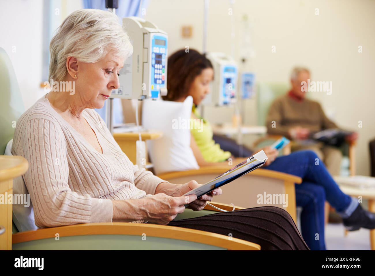 Senior Woman Undergoing Chemotherapy In Hospital Stock Photo - Alamy