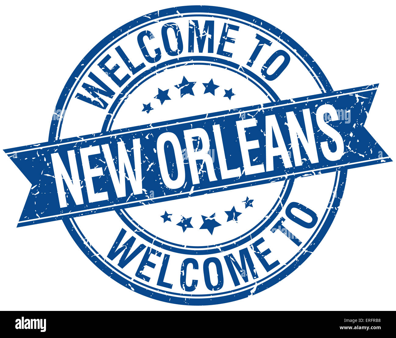 welcome to New Orleans blue round ribbon stamp Stock Photo - Alamy