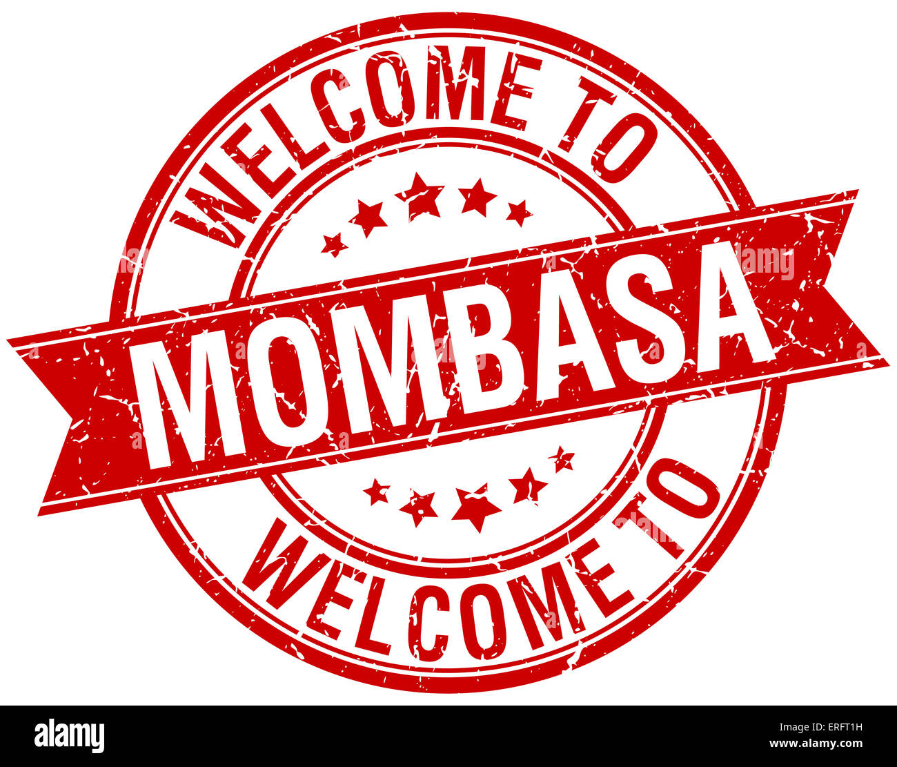 welcome to Mombasa red round ribbon stamp Stock Photo - Alamy