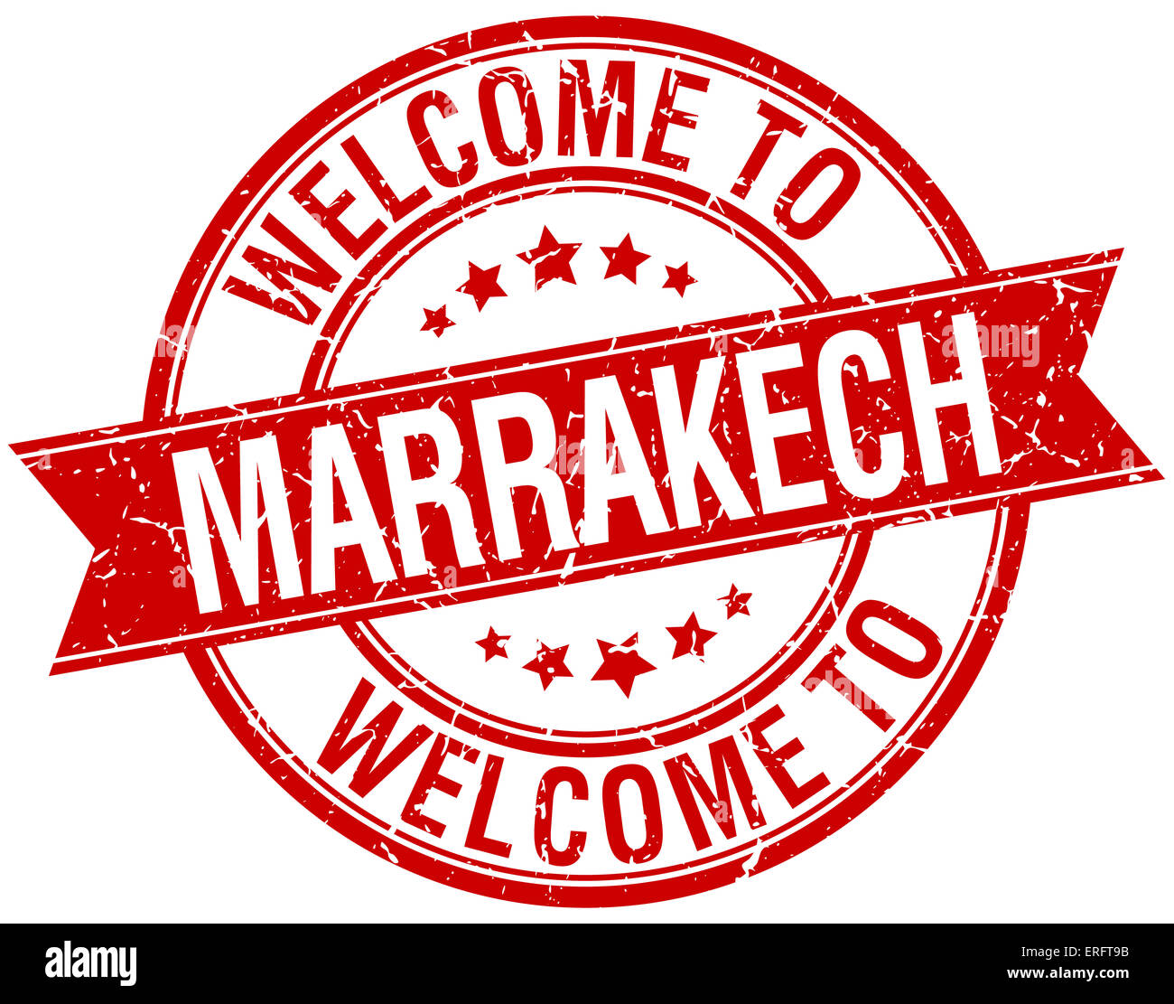 welcome to Marrakech red round ribbon stamp Stock Photo - Alamy