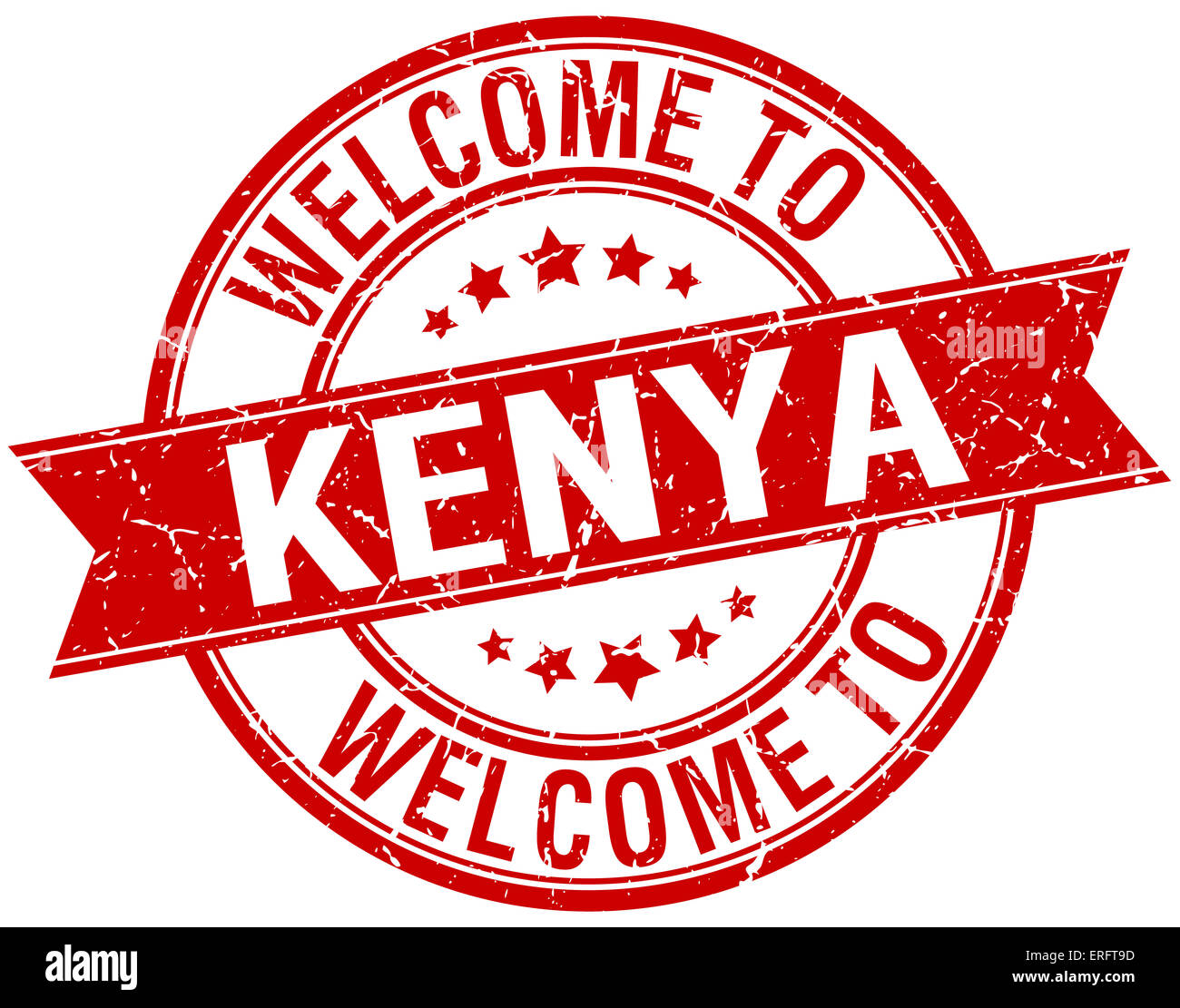 welcome to Kenya red round ribbon stamp Stock Photo - Alamy