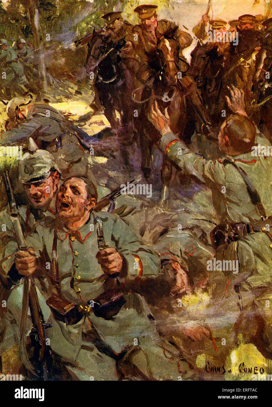 World War I battle - Caption reads: 'The Germans suddenly yelled and ...