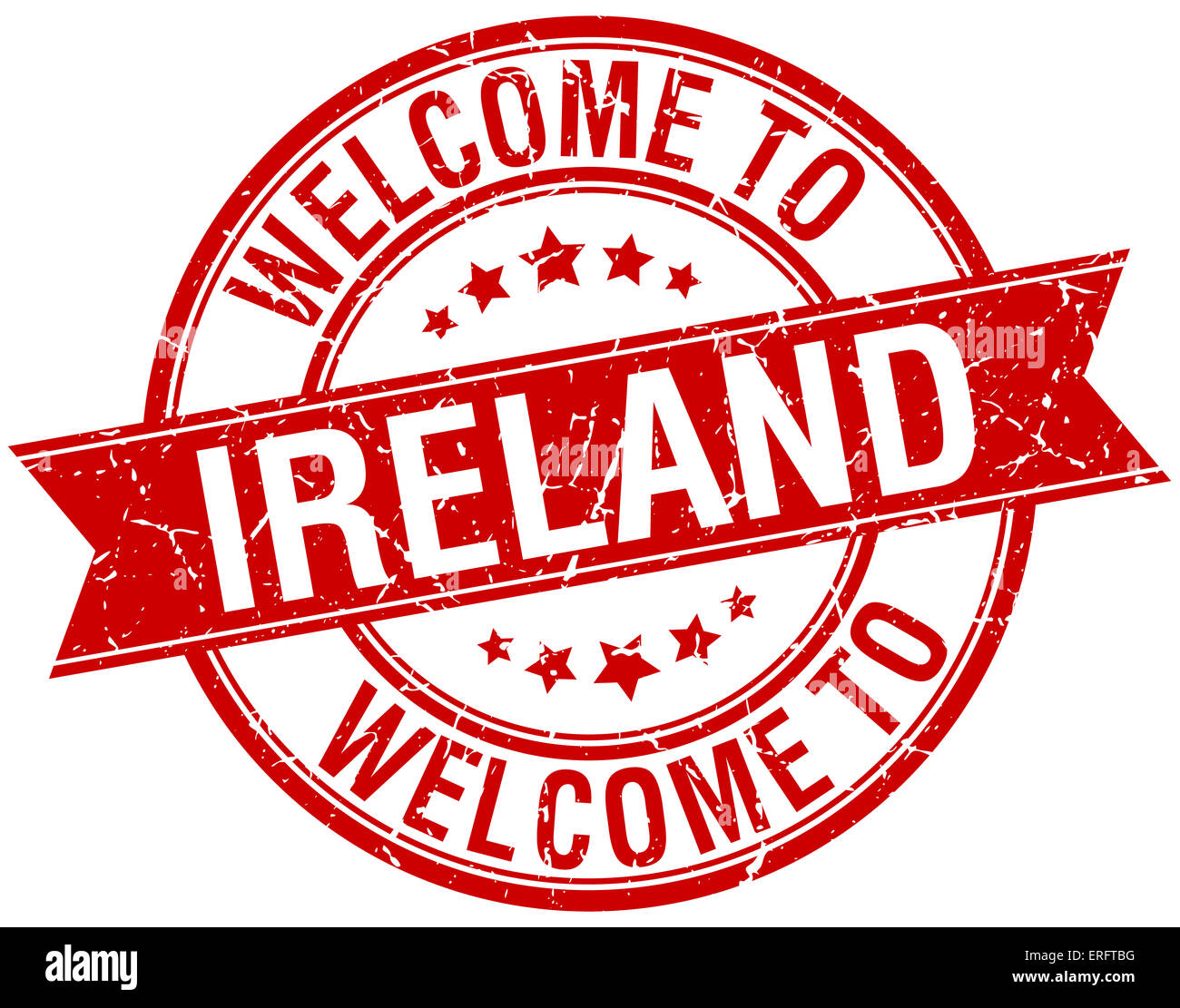 welcome to Ireland red round ribbon stamp Stock Photo - Alamy