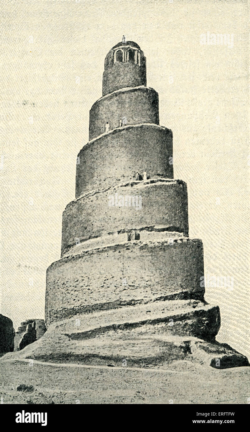 Great Mosque of Samarra, Iraq, with its spiral minaret or malwiyah ...