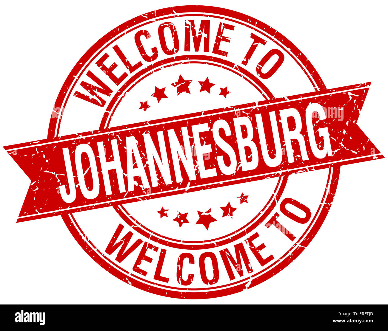 welcome to Johannesburg red round ribbon stamp Stock Photo - Alamy