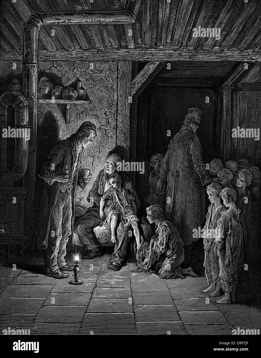 Victorian London homeless children. Caption: 'Found in the street ...