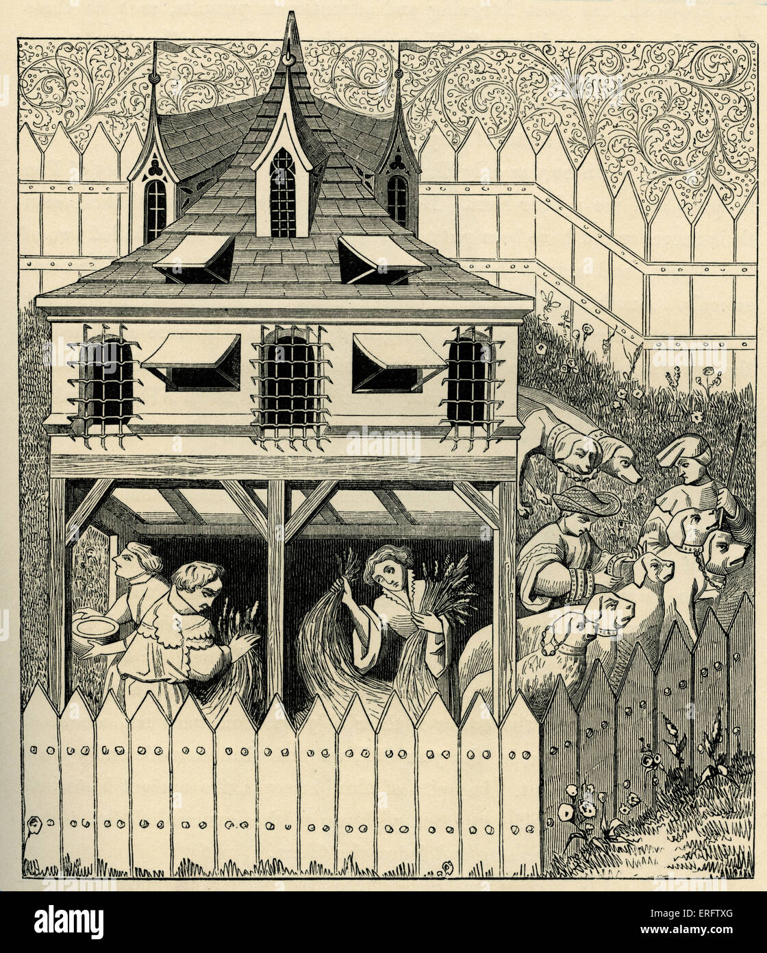 Medieval dog kennels. Caption 'Kennels in which dogs should live, and ...
