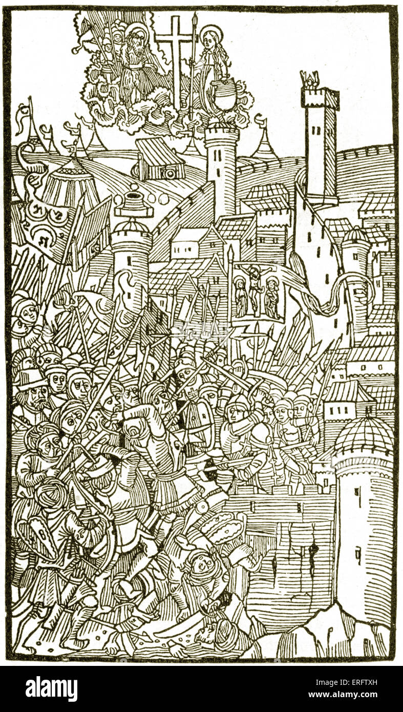 Siege of Rhodes by the Knights of St John during the Crusades. Battle ...