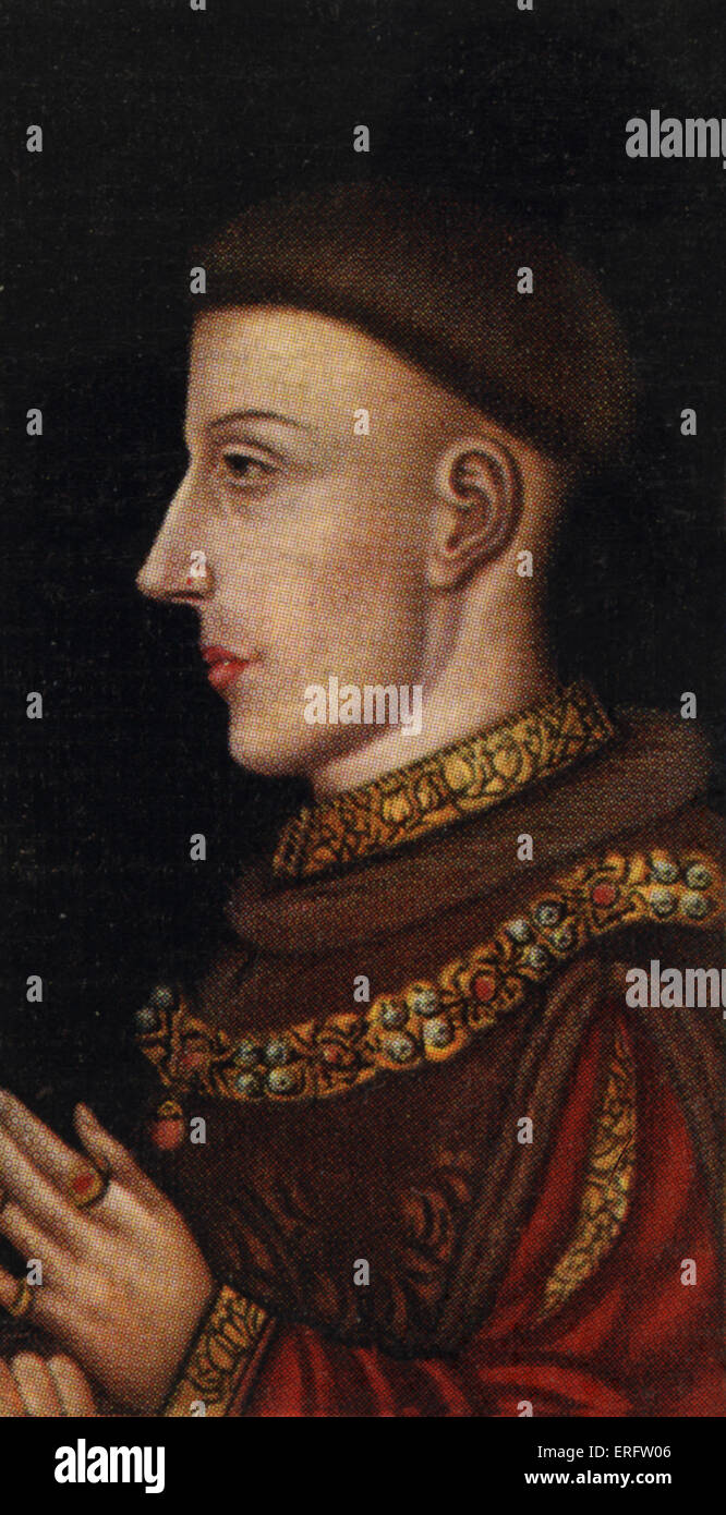 King Henry V portrait (reigned 1413 - 1422). Henry had a merry youth ...