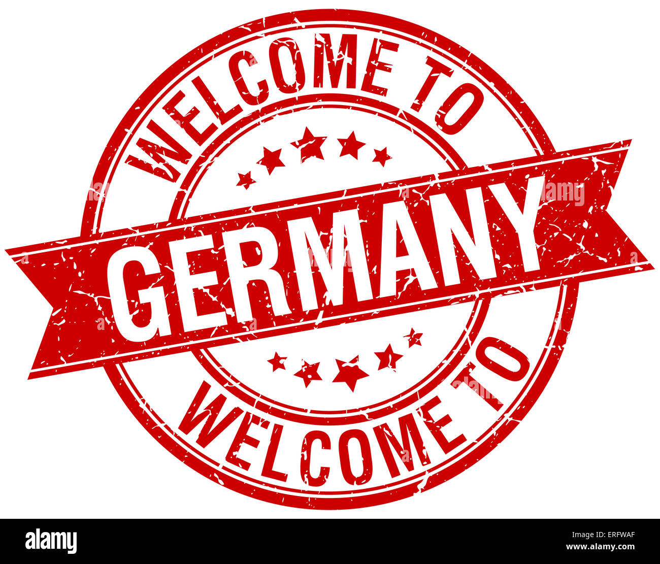 welcome to Germany red round ribbon stamp Stock Photo - Alamy