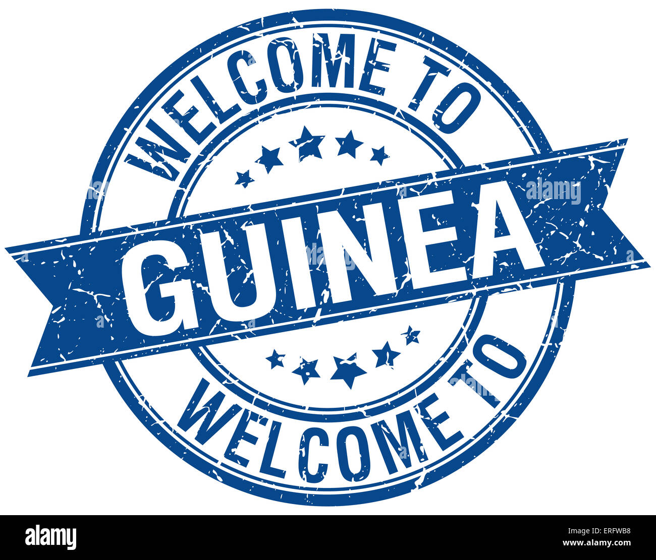 welcome to Guinea blue round ribbon stamp Stock Photo - Alamy